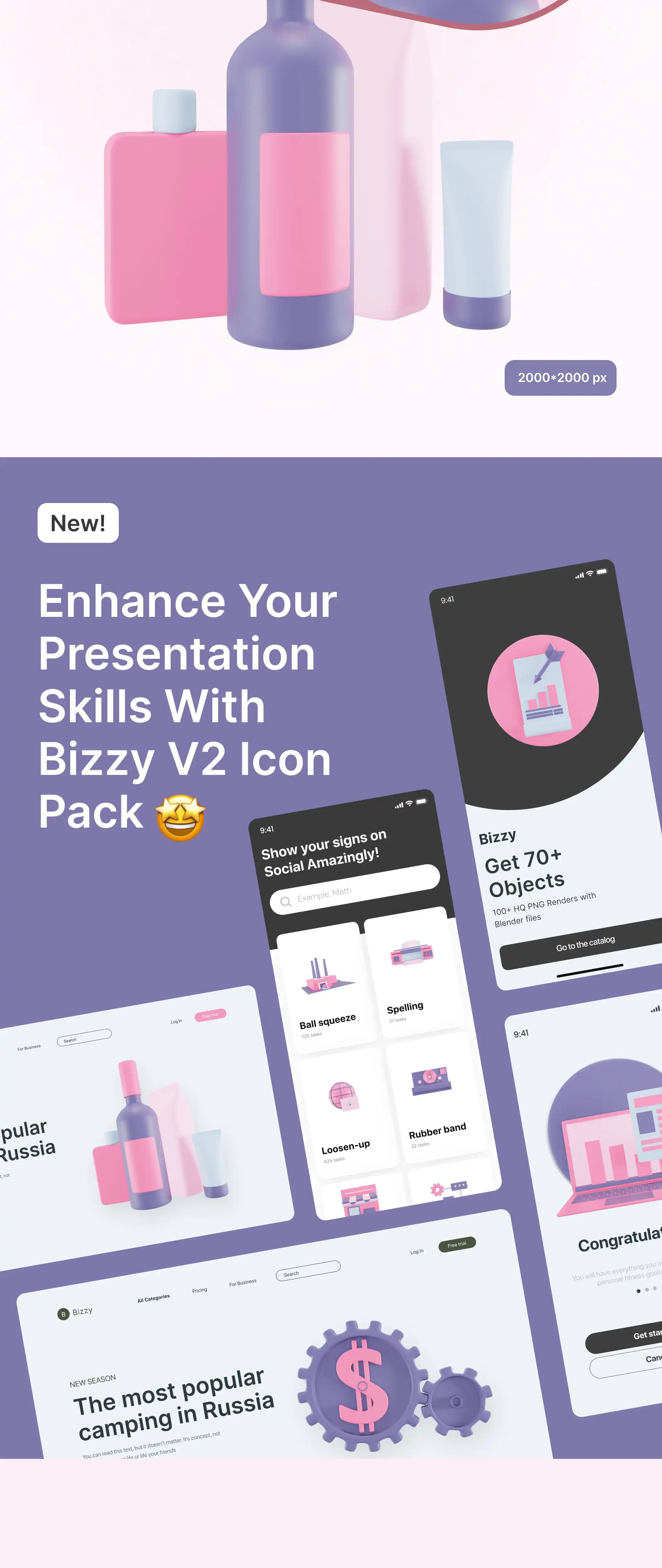 Premium 3D Business Icon Pack | Bizzy V2 Pro | Ioqnic Design